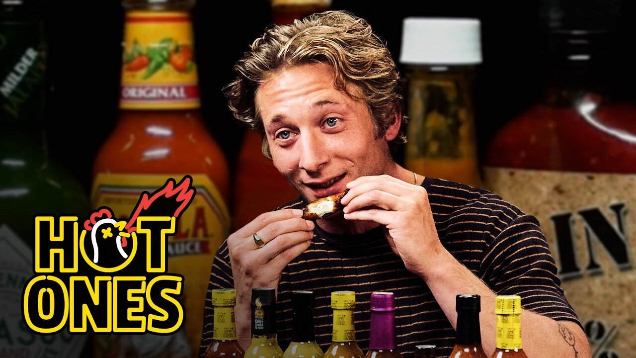 Jeremy Allen White Embraces Chaos While Eating Spicy Wings - Hot Ones ...